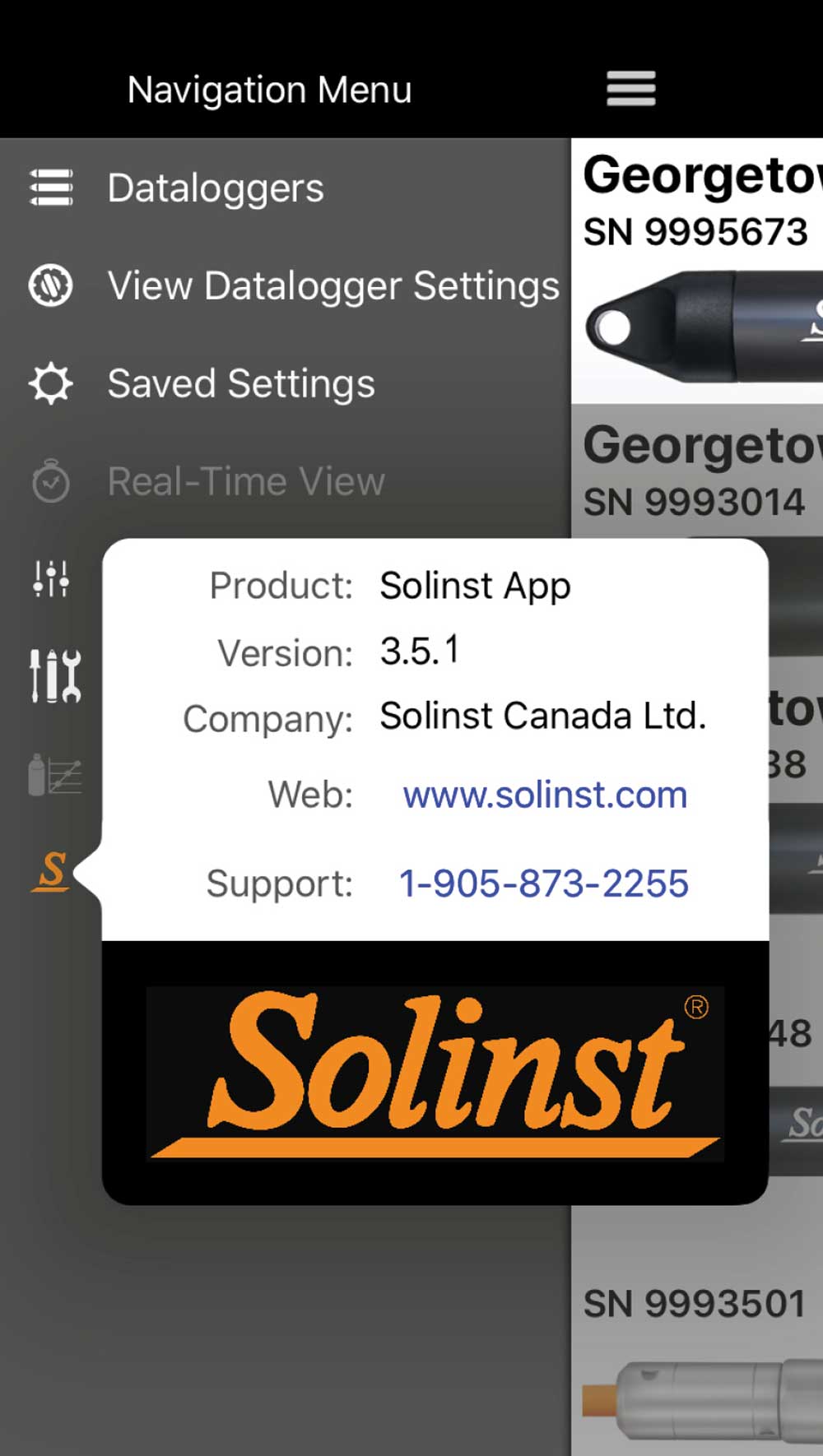 Información de la App Levelogger de Solinst
