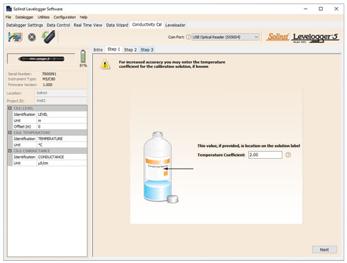 Setting the Temperature Coefficient: LTC Levelogger Edge