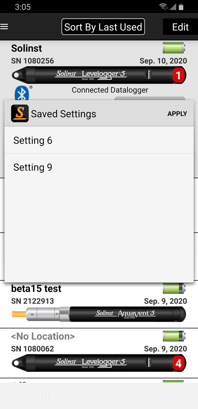 Apply Levelogger Settings