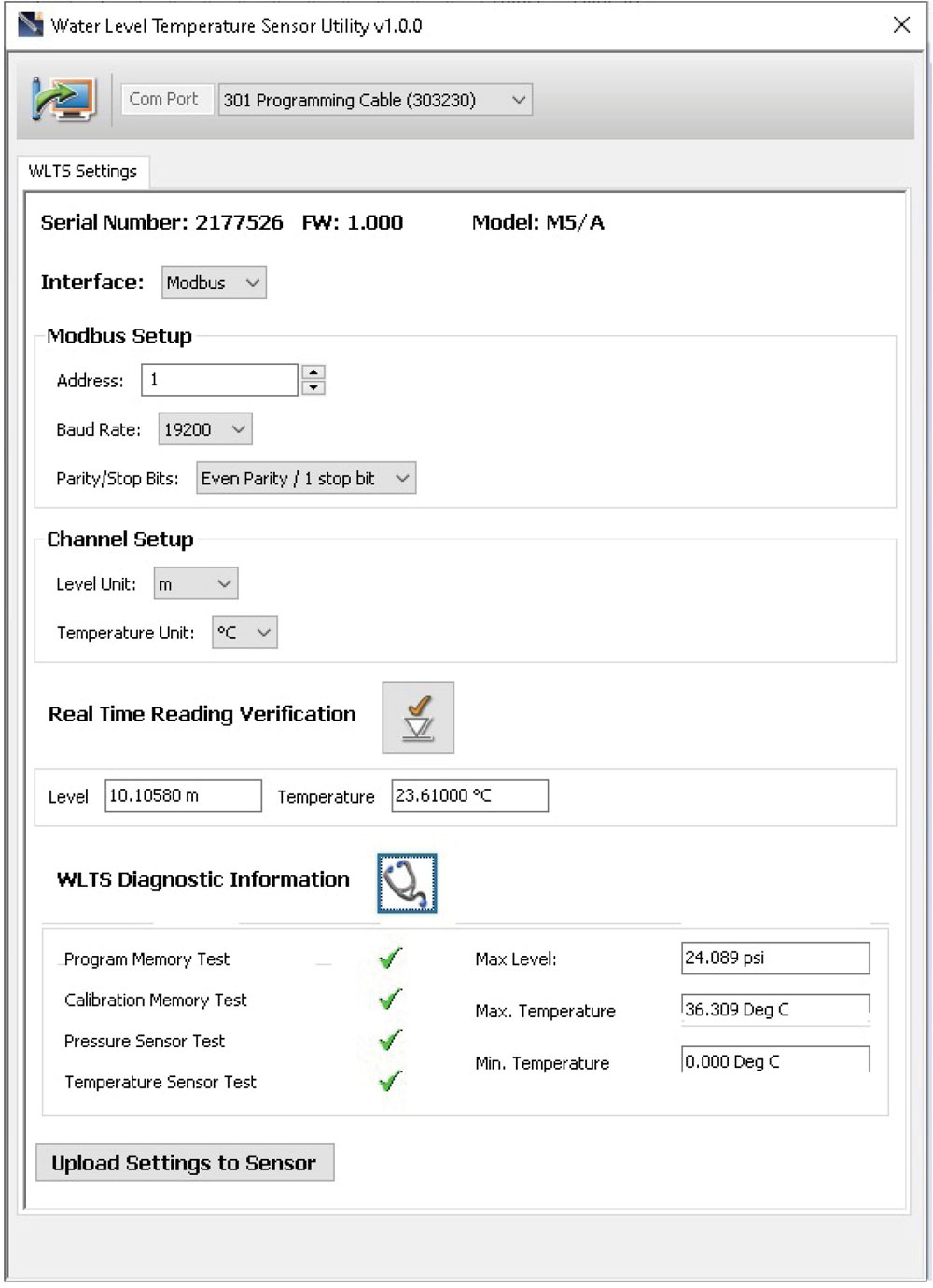 Programming Water Level Temperature Sensor