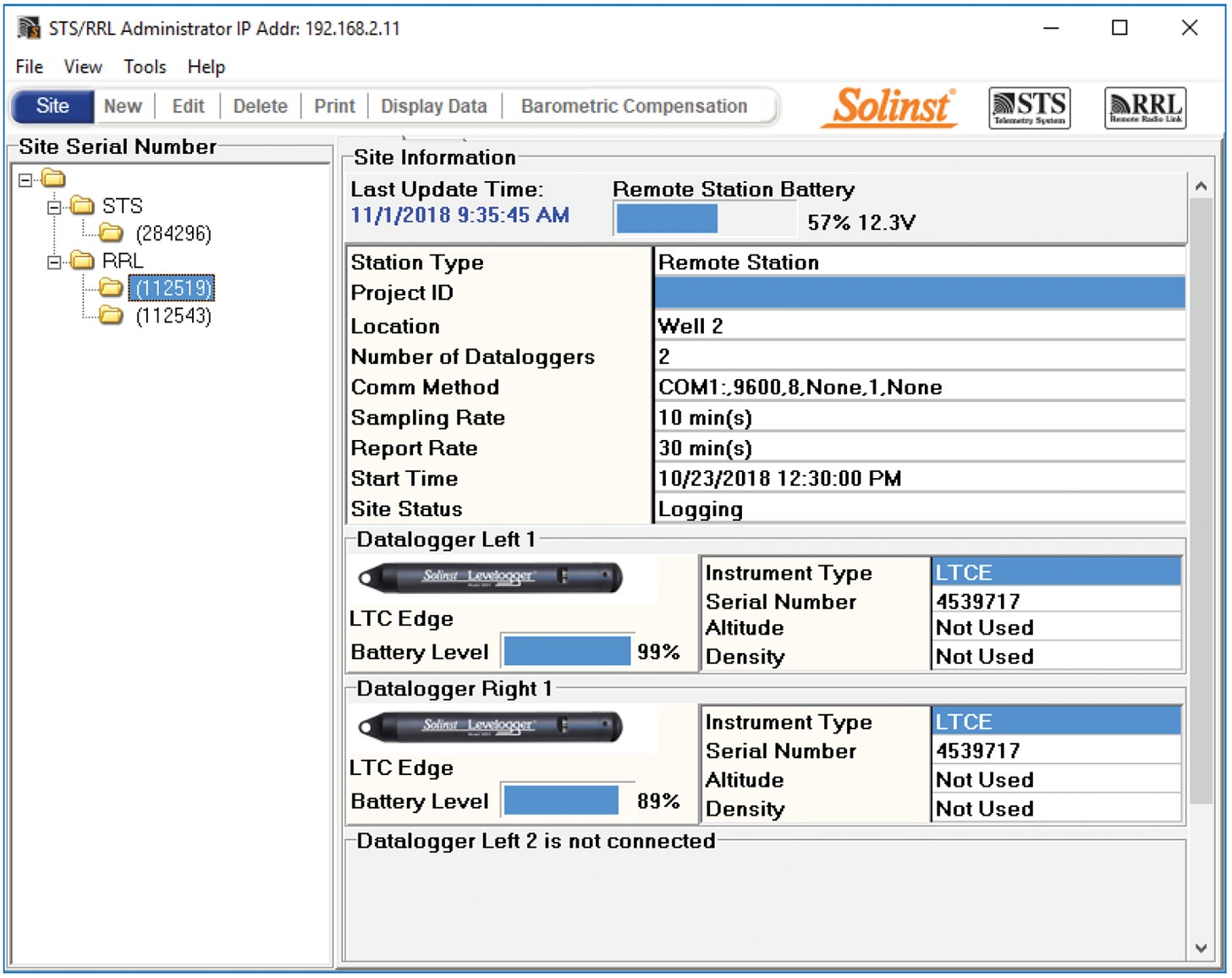 RRL User Guide: 4.1 Software Administrator Window